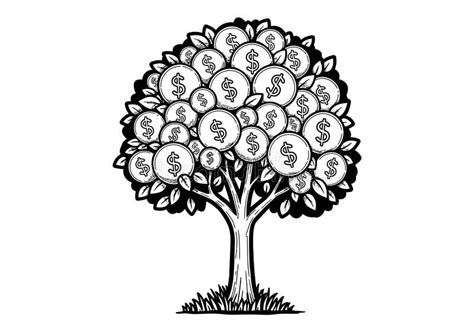 Money Tree Clipart Black And White Stock Vector Illustration Of