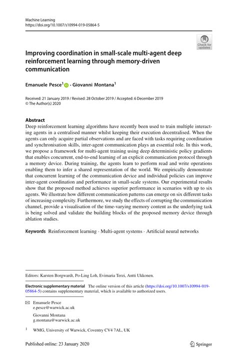 Pdf Improving Coordination In Small Scale Multi Agent Deep Reinforcement Learning Through