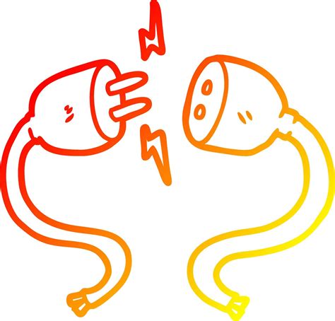Warm Gradient Line Drawing Cartoon Plug And Socket 9946124 Vector Art