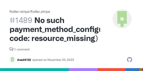 No Such Paymentmethodconfiguration Code Resourcemissing · Issue