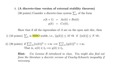 Solved A Discrete Time Version Of External Stability Chegg