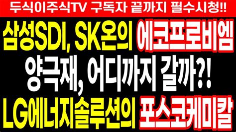 에코프로비엠 Vs 포스코케미칼 양극재 어디까지 갈까 딱 지금 중요한 말만 하겠습니다 Feat두식이주식tv Youtube