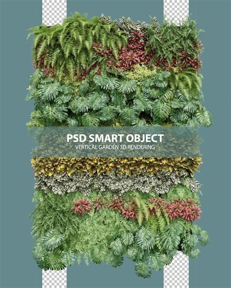 Jardín Vertical Realista Con Representación En 3d De Objetos Aislados
