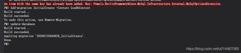 Net Coremysql下使用ef Codefirstmysql An Item With The Same Key Has Already Been A Csdn博客