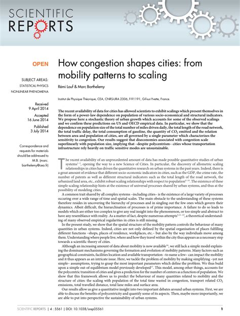 Pdf From Mobility Patterns To Scaling In Cities