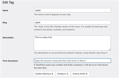 Synonyms And Linked Terms In The Database Pro Taxopress