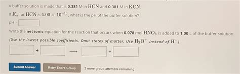 Solved A Buffer Solution Is Made That Is M In HCN And Chegg