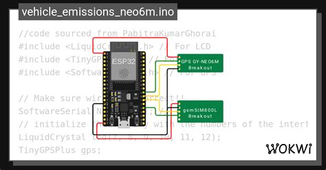 Vehicle Emissions GPS GY NEO M Wokwi ESP STM Arduino Simulator