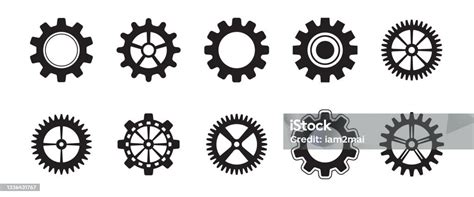 기어 휠 아이콘 세트 간단한 기어 휠 컬렉션 맞물리는 톱니바퀴 기어 아이콘 벡터 개념에 대한 스톡 벡터 아트 및 기타 이미지 개념 검은색 공장 산업 건물 Istock