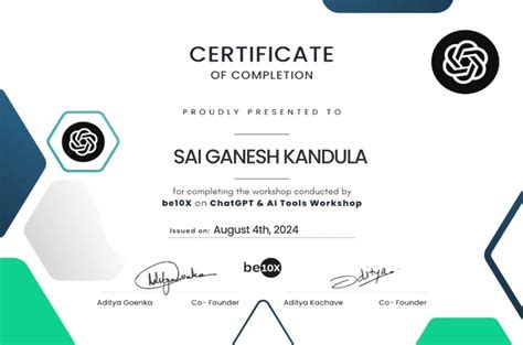 Sai Ganesh On Linkedin Ai Chatgpt Certification Be10x Aitools