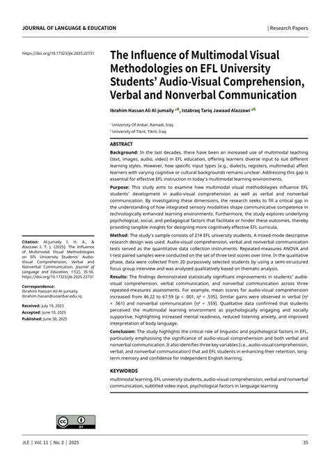 Pdf The Influence Of Multimodal Visual Methodologies On Efl
