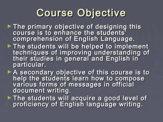 Course Objectives Outline Eng PPT
