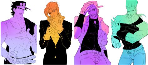 Joseph Joestar Kujo Jotaro Kakyoin Noriaki Jean Pierre Polnareff And Joseph Joestar Jojo No
