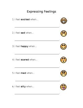 Expressing Feelings Questions Worksheet By Megan Garza Tpt