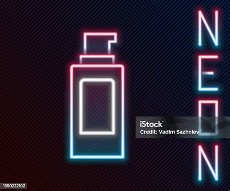 빛나는 네온 라인 스프레이 헤어 스프레이수있습니다 데오도란트 검은 배경에 고립 된 발한 방지 아이콘 다채로운 개요 개념 벡터 3