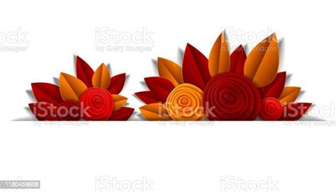 가을 꽃과 나뭇잎 종이 컷 스타일 디자인 요소 텍스트 복사 공간 벡터 꽃 그림과 배경 결혼식 초대장 또는 낭만적 인 인사말 카드