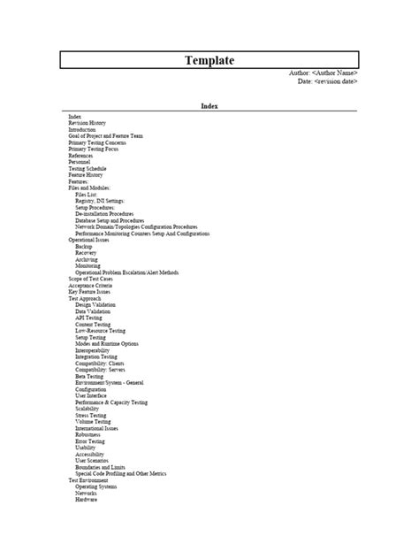 Test Plan Template2 Pdf Software Testing Usability