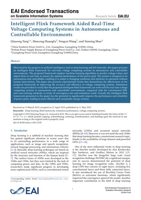 Pdf Intelligent Flink Framework Aided Real Time Voltage Computing Systems In Autonomous And