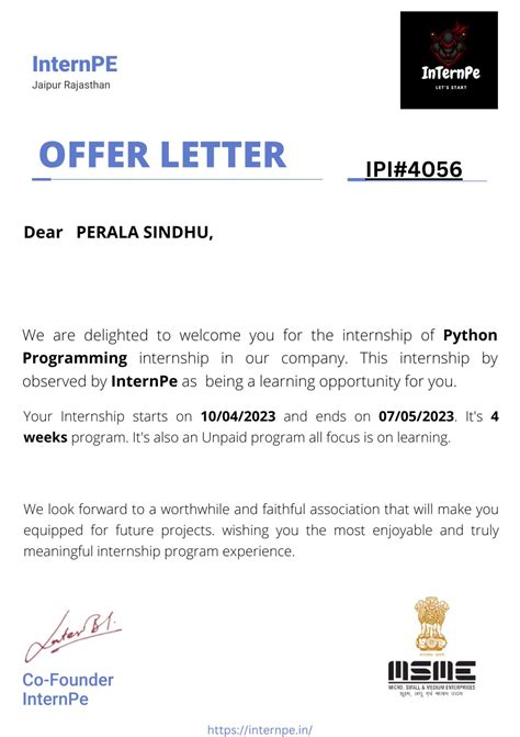 sindhu perala on linkedin internpe pythonintern learningjourney