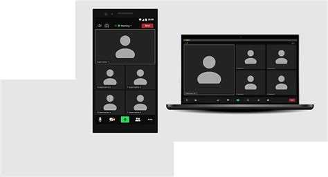 비디오 채팅 사용자 인터페이스 사용자 웹 화상 통화 창입니다 회의 학습을 위한 화상 통화 화면 모형입니다 디지털 통신 검은 배경의 웨비나 0명에 대한 스톡 벡터 아트 및