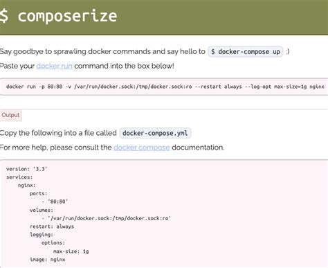 Docker Run到compose的一键转换 锡安资源站 Docker Run到compose的一键转换 锡安资源站
