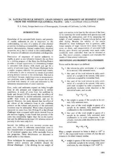 24 Saturated Bulk Density Grain Density And Porosity Deep Sea