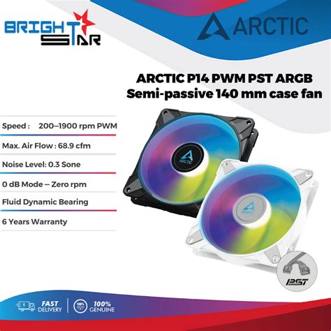 ARCTIC P14 PWM PST A-RGB 0dB Semi-Passive 140 mm Fan with Digital A-RGB ...