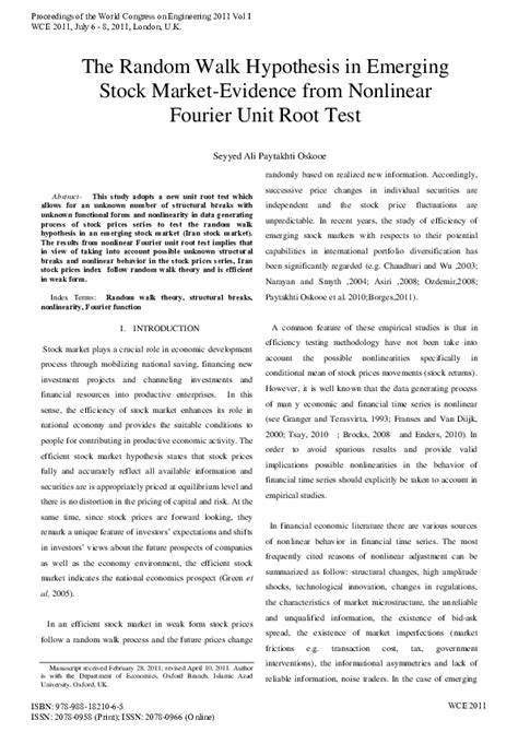 Pdf The Random Walk Hypothesis In Emerging Stock Market