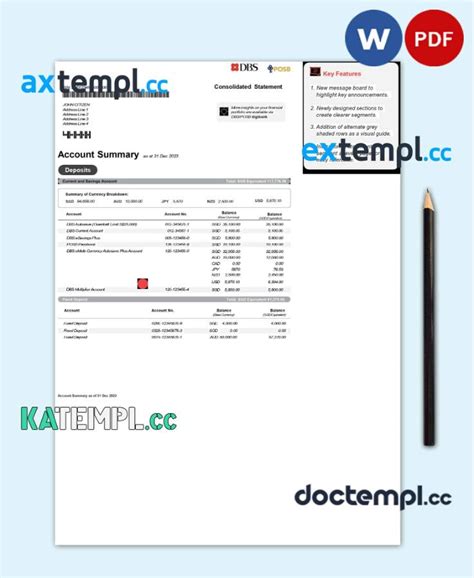 Sample Singapore Dbs Bank Statement Word And Pdf Template Version 2