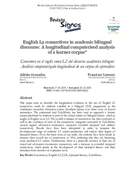 pdf english l2 connectives in academic bilingual discourse a longitudinal computerised