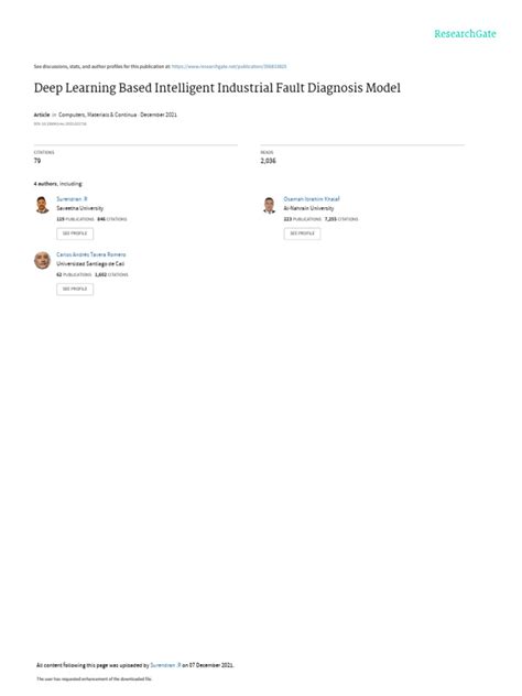 Deep Learning Based Intelligent Industrial Based Fault Diagnosis Model Pdf Deep Learning