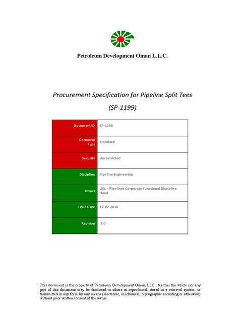 Sp 1199 V 3 Procurement Specification For Pipeline Split Tees Download Free Pdf Pipe