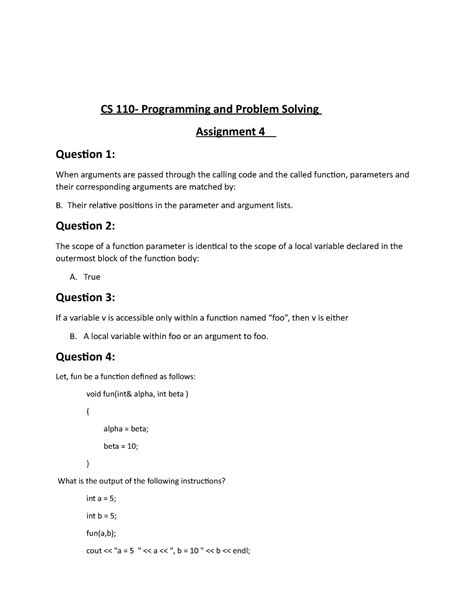 Cs110 Assignment 4 This Is Based On The Computer Problems And Solving