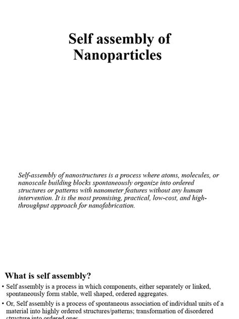 Self Assembly Of Np Download Free Pdf Self Assembly Nanoparticle