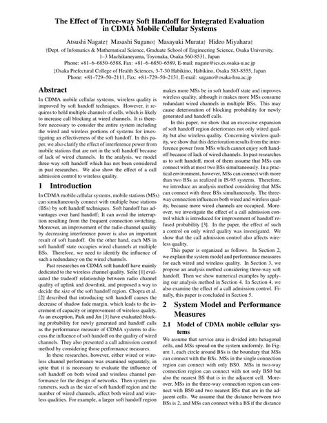 Pdf The Effect Of Three Way Soft Handoff For Integrated Evaluation In