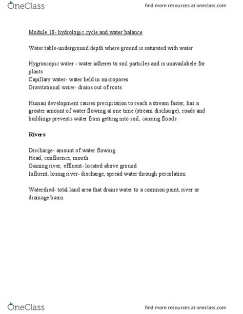 Class Notes For Envirsc 1c03 At Mcmaster University