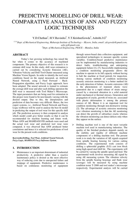 Pdf Predictive Modelling Of Drill Wear Comparative Analysis Of Ann