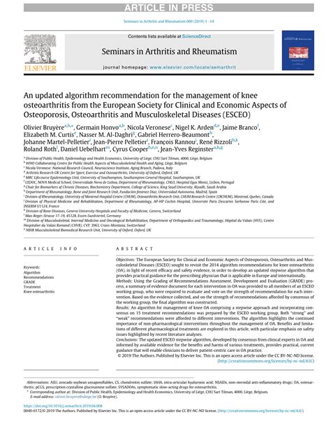 Pdf An Updated Algorithm Recommendation For The Management Of Knee