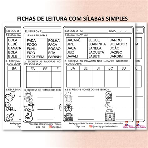 Fichas De Leitura Com Sílabas Simples Para Baixar E 59 Off