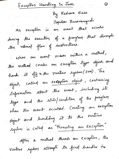 Exception Notes Pdf
