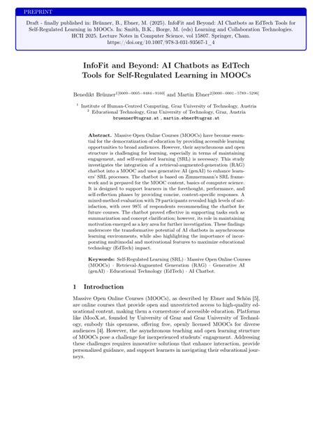 Pdf Infofit And Beyond Ai Chatbots As Edtech Tools For Self