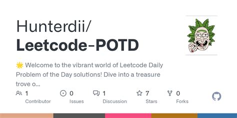 Github Hunterdiileetcode Potd 🌟 Welcome To The Vibrant World Of