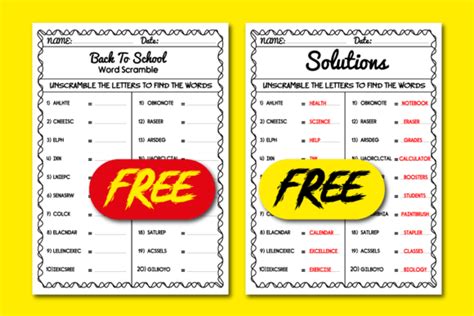1 Back To School Word Scramble Designs And Graphics