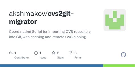 GitHub Akshmakov Cvs Git Migrator Coordinating Script For Importing CVS Repository Into Git