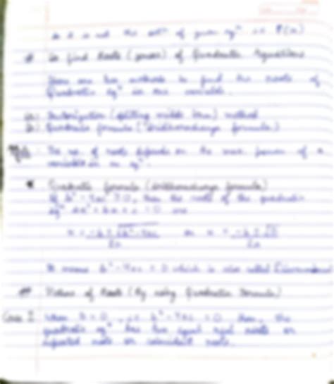 SOLUTION Quadratic Equations Class 10 Notes And Exercise Solutions Studypool