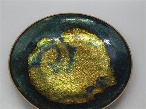 1960s Anne Grete Ploen Norway Abstract Enamel On Copper Dish Plate