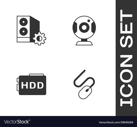 Set Computer Mouse Case Of Computer Hard Disk Vector Image