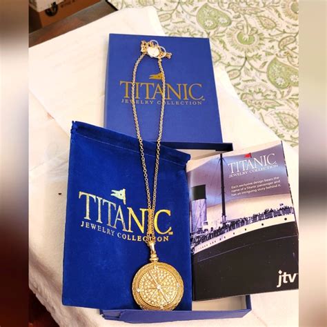 Titanic Collection Gold Toned Compass Necklace New I Gem