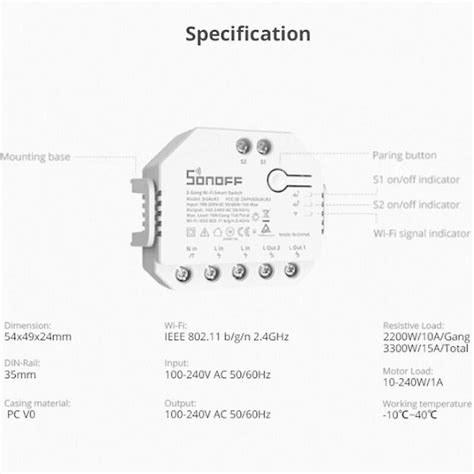 sonoff dual r3 2 gang dual relay module diy mini smart switch power