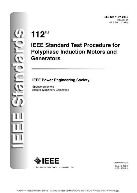 Ieee Std 112 2004 Ieee Standard Test Procedure For Polyphase